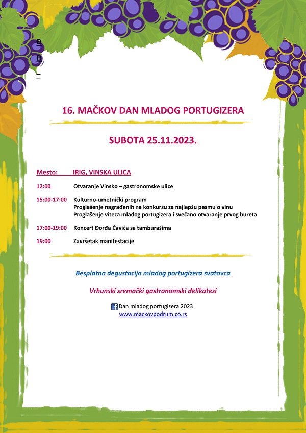 Dan mladog portugizera u Irigu biće održan u subotu - Agro TV